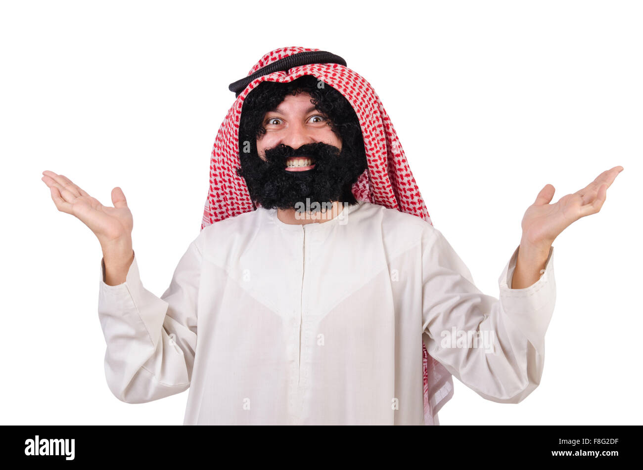 Funny arab man isolated on white Stock Photo - Alamy