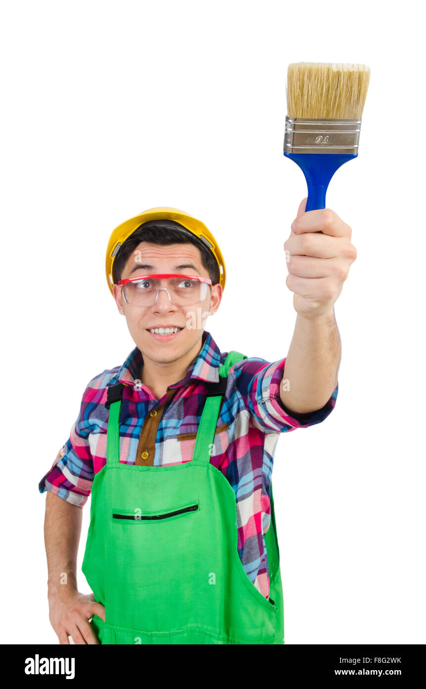 Funny painter isolated on white Stock Photo - Alamy