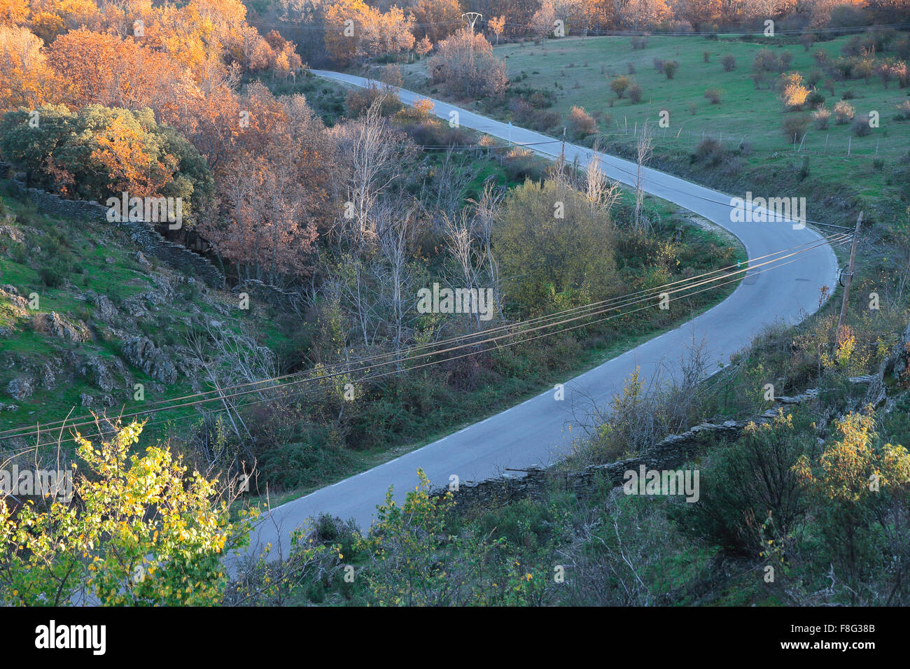 contrast of colors in the landscape of the mountain range of Ayllon in ...