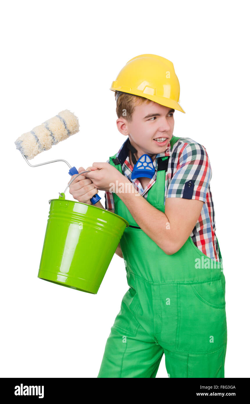 Funny painter isolated on white Stock Photo - Alamy