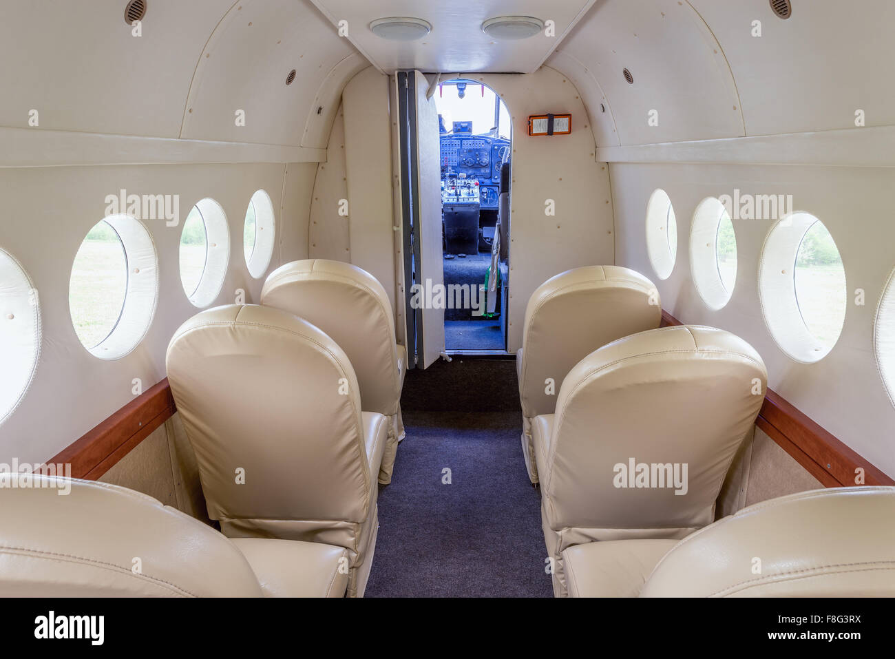 Interior of the small retro passenger airplane Stock Photo - Alamy