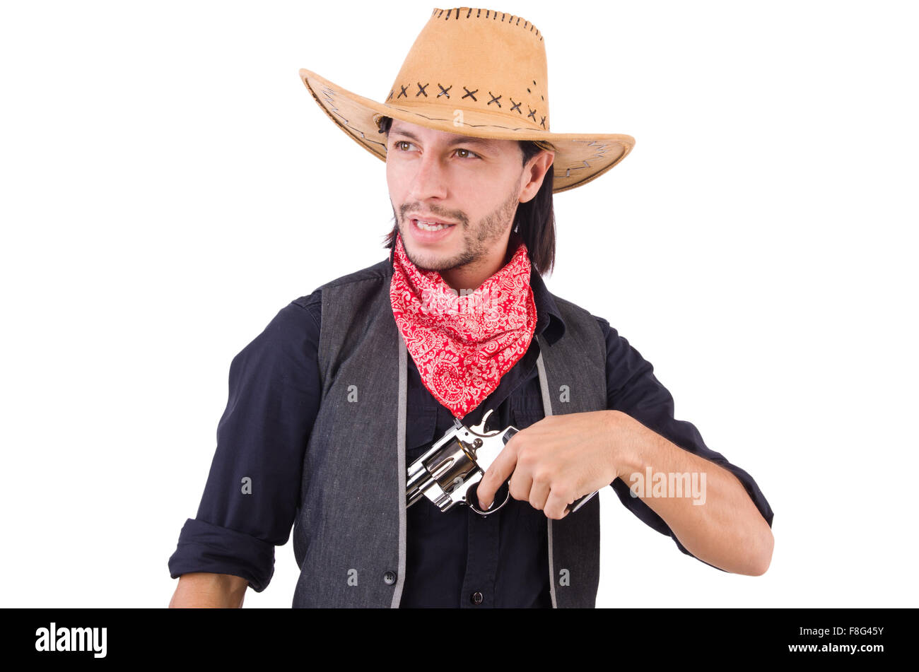 Cowboy isolated on the white background Stock Photo - Alamy