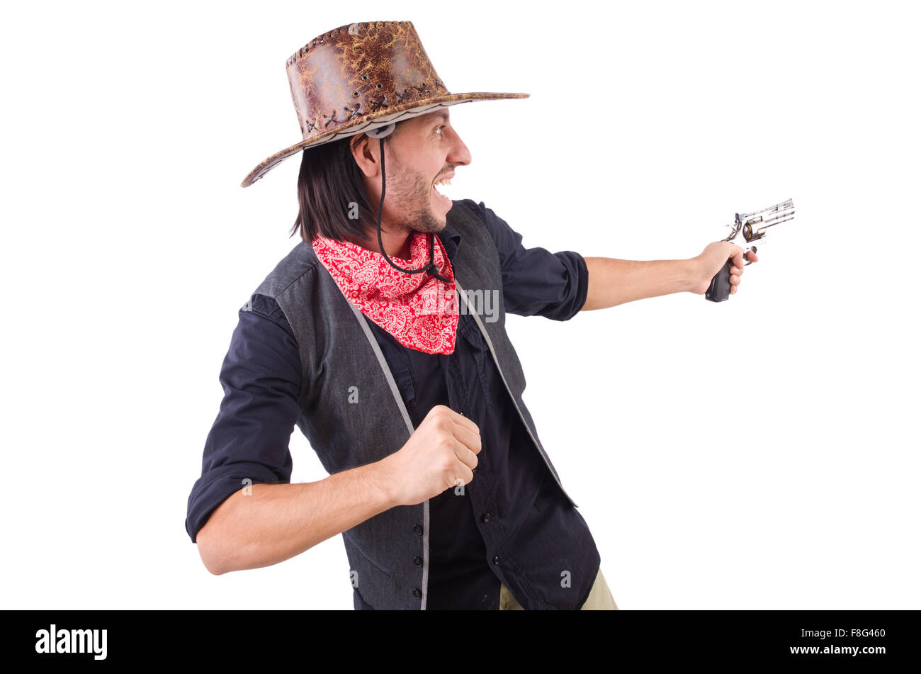 Cowboy isolated on the white background Stock Photo - Alamy