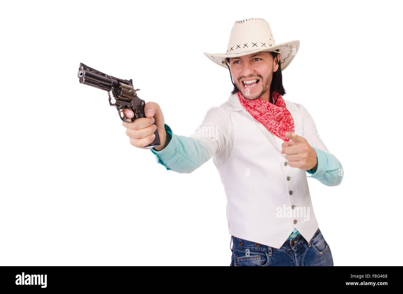Cowboy isolated on the white background Stock Photo - Alamy
