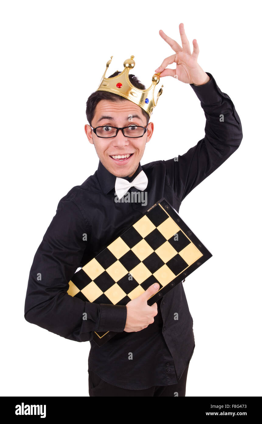 Funny chess player isolated on white Stock Photo - Alamy