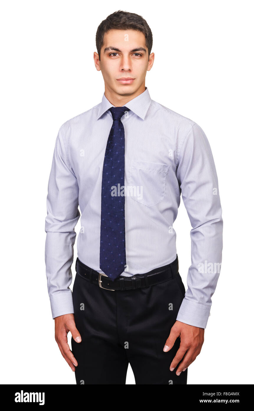 Male model with shirt isolated on white Stock Photo - Alamy