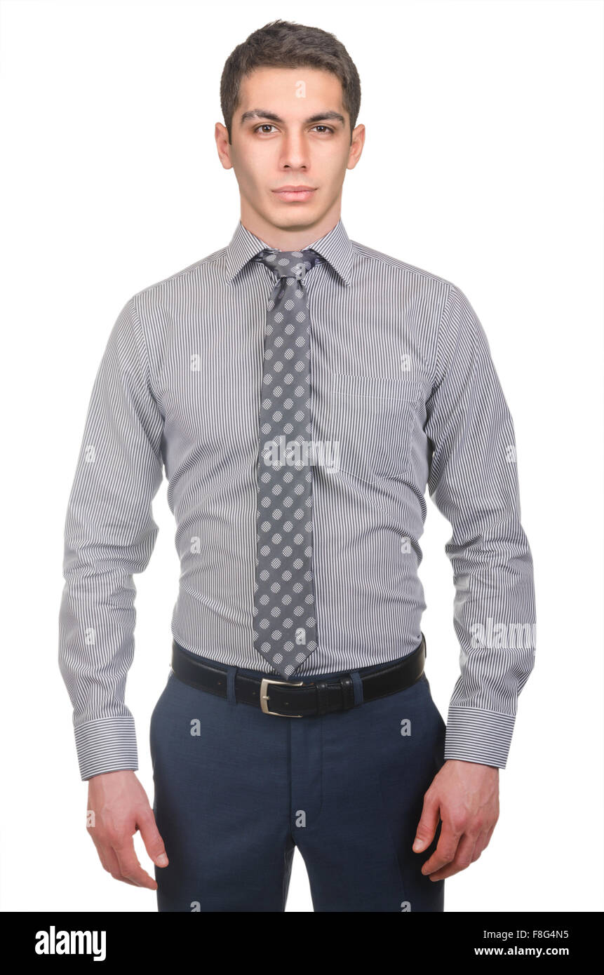 Male model with shirt isolated on white Stock Photo - Alamy