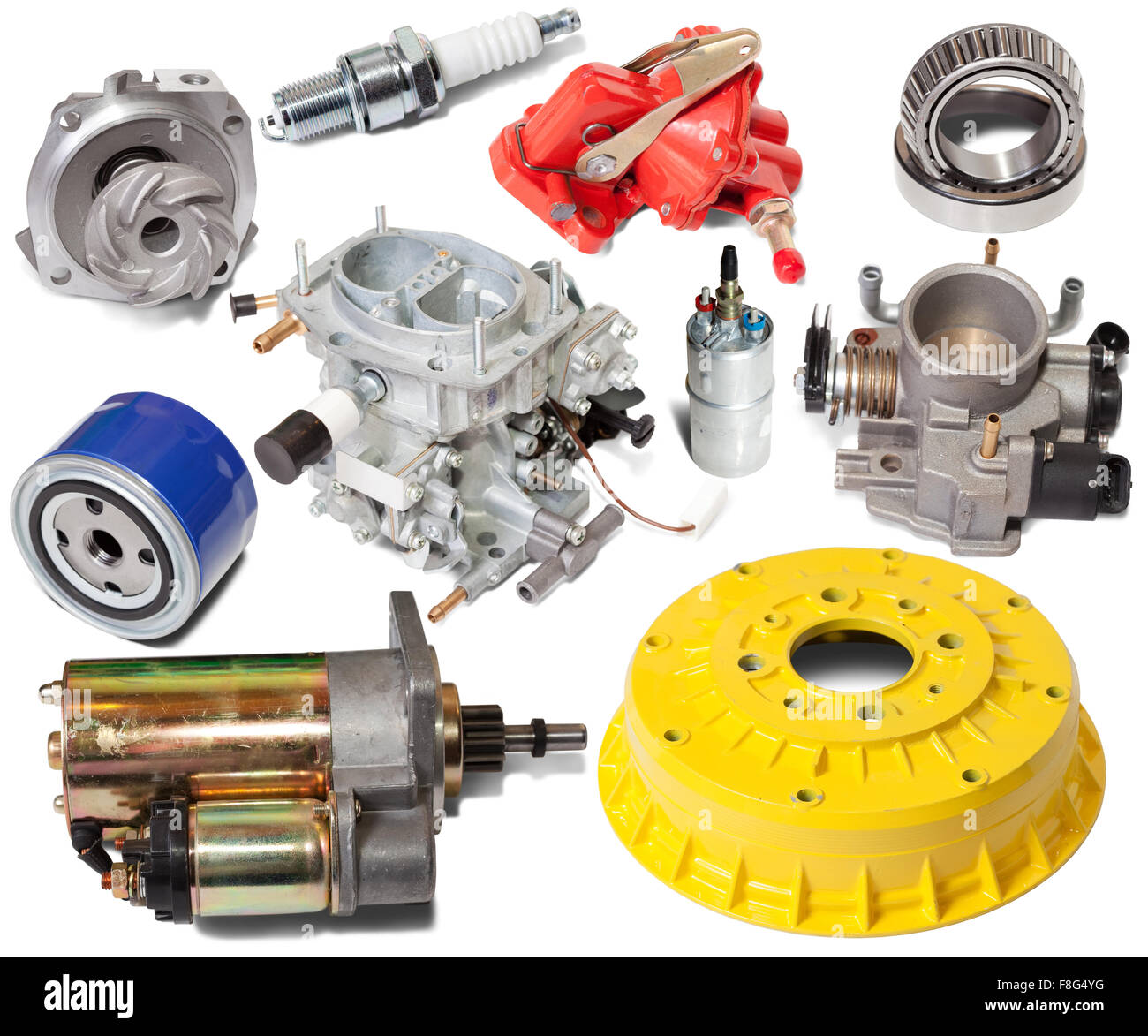 Set of automotive spare parts. Isolated on white background Stock Photo ...