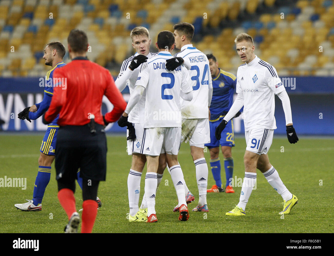 Kiev, Ukraine. 9th Dec, 2015. Dynamo players celebrates victory of FC ...