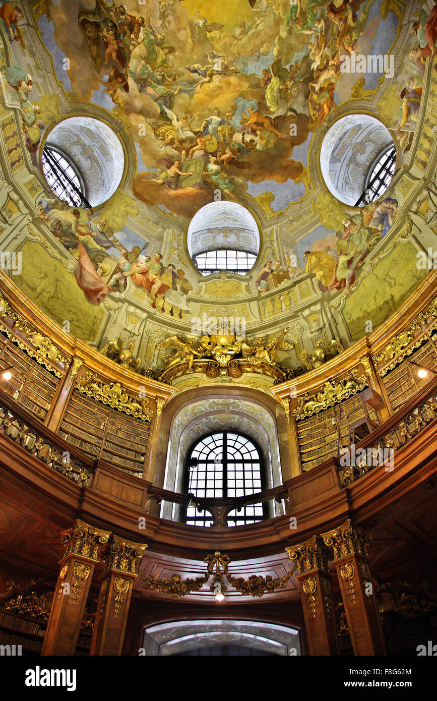 The beautiful ceiling (fresco by Daniel Gran) of the Grand Hall of the ...