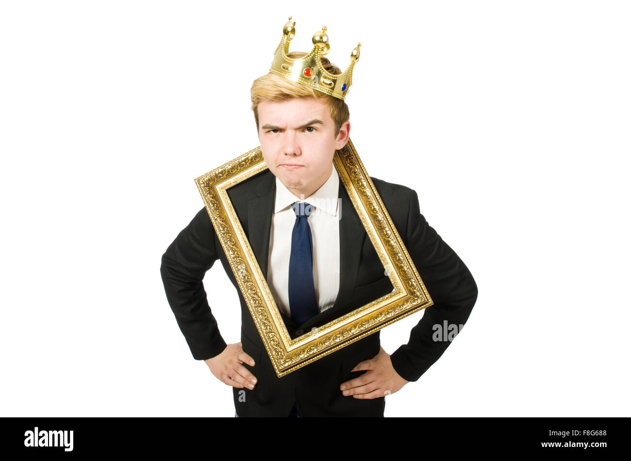 Man with picture frame isolated on the white Stock Photo - Alamy