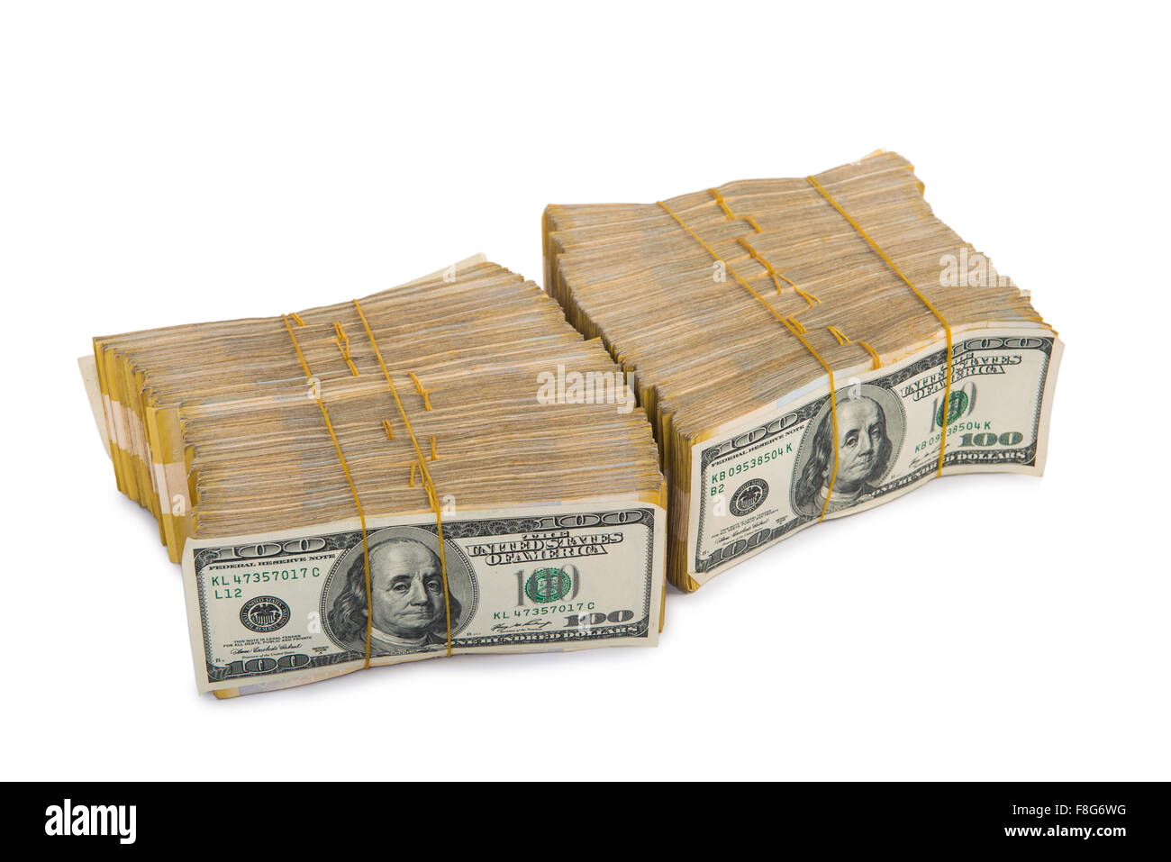 American dollar stack isolated on the white Stock Photo - Alamy