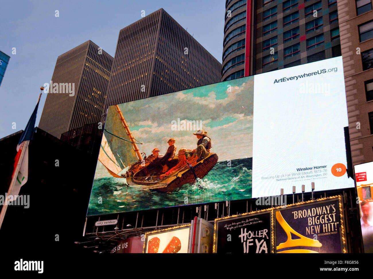 A Winslow Homer painting appears on a digital billboard in New York's ...