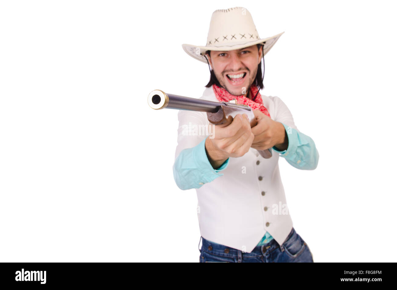 Cowboy isolated on the white background Stock Photo - Alamy