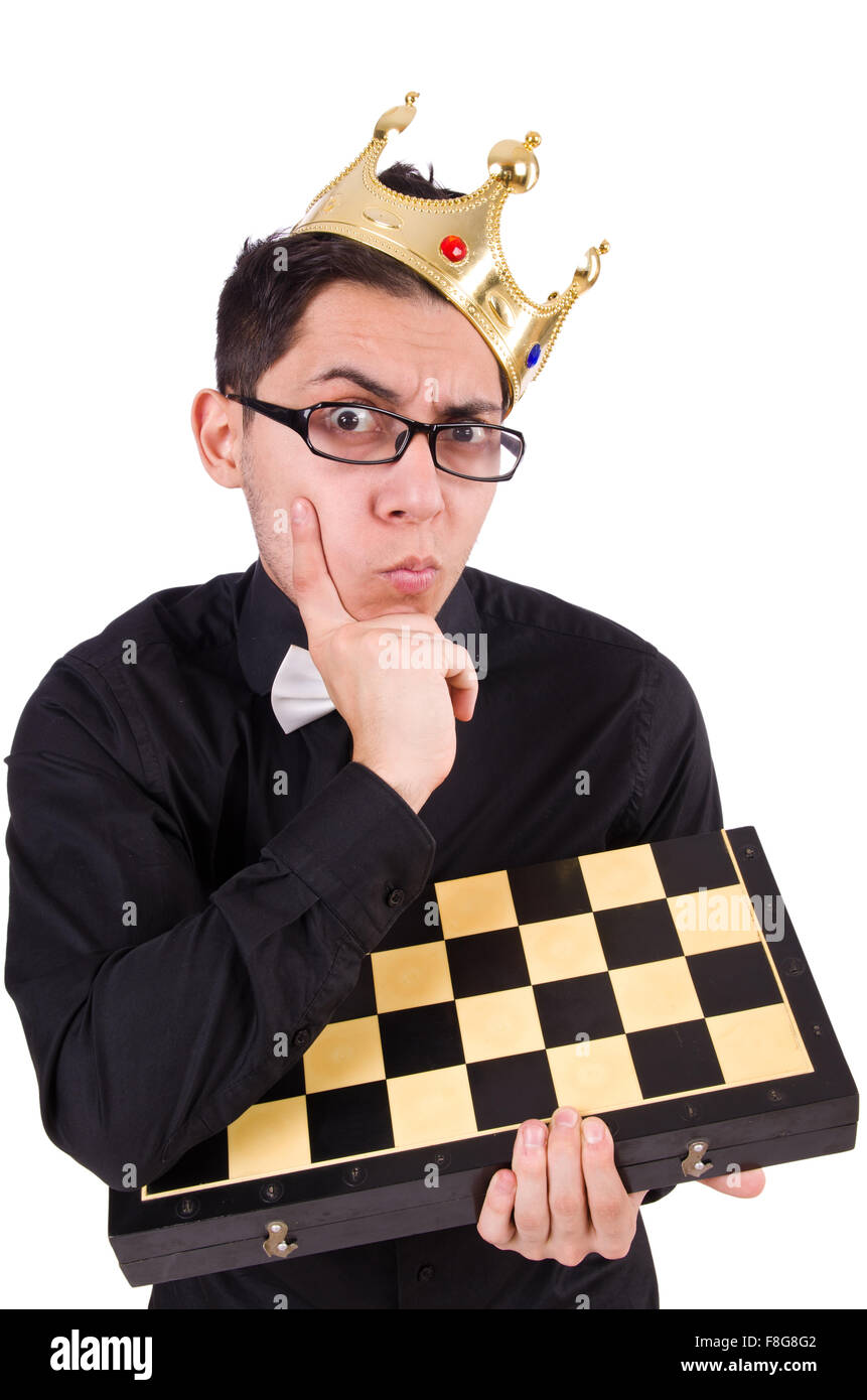 Funny chess player isolated on white Stock Photo - Alamy