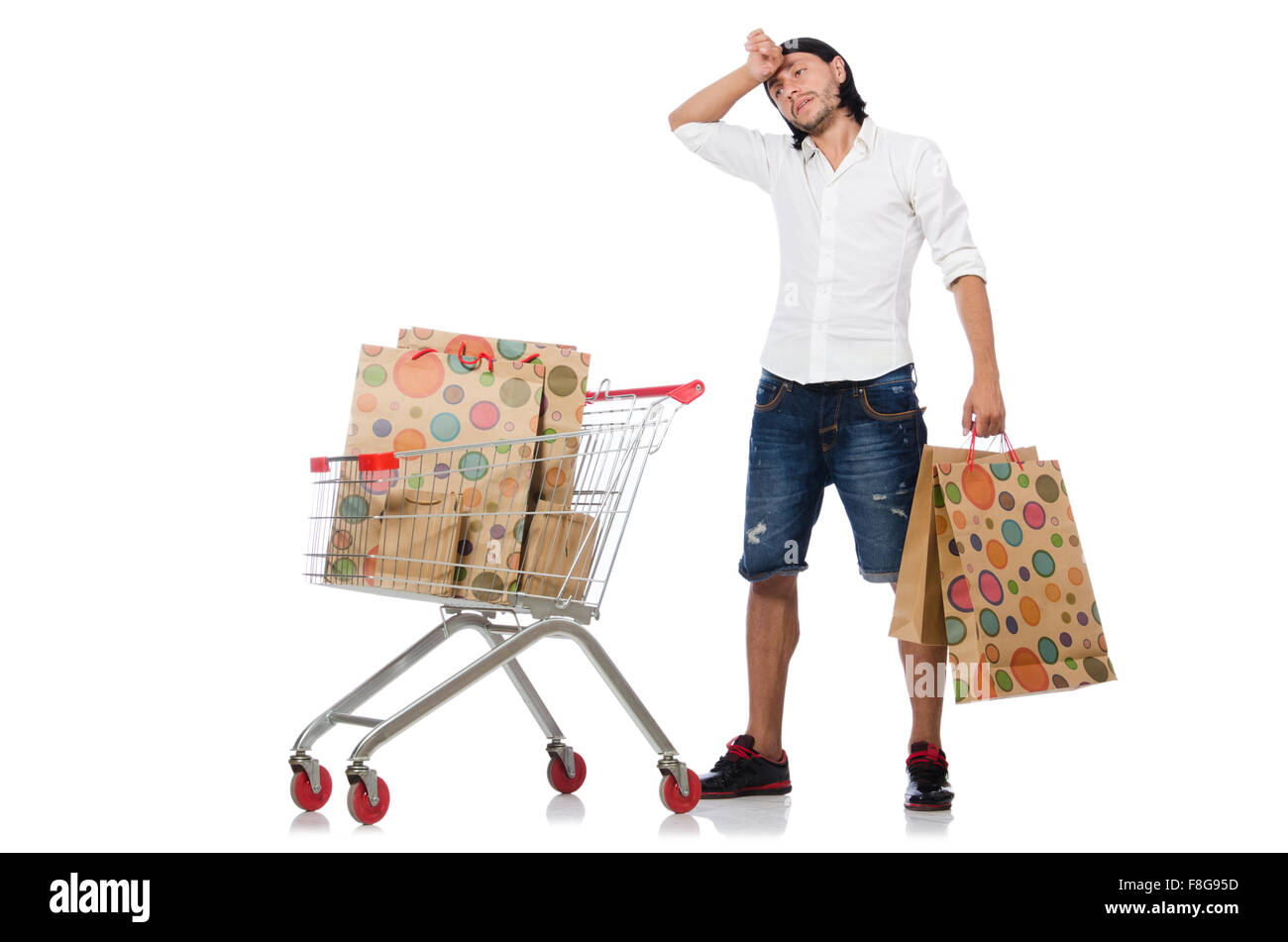 Man running out of money in the supermarket Stock Photo - Alamy