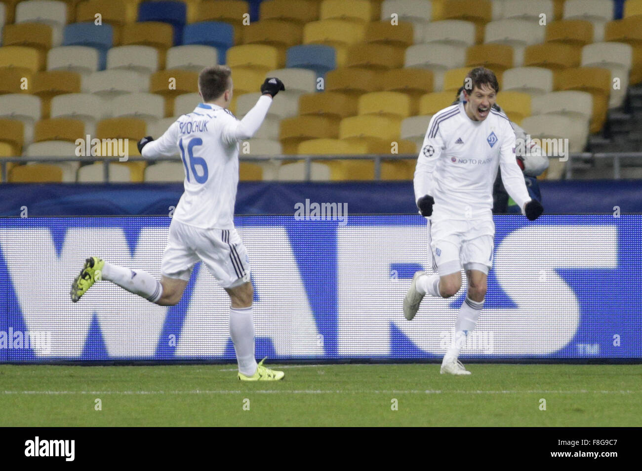 Kiev, Ukraine. 4th Dec, 2015. Denys Garmash ( R) of Dynamo celebrates ...
