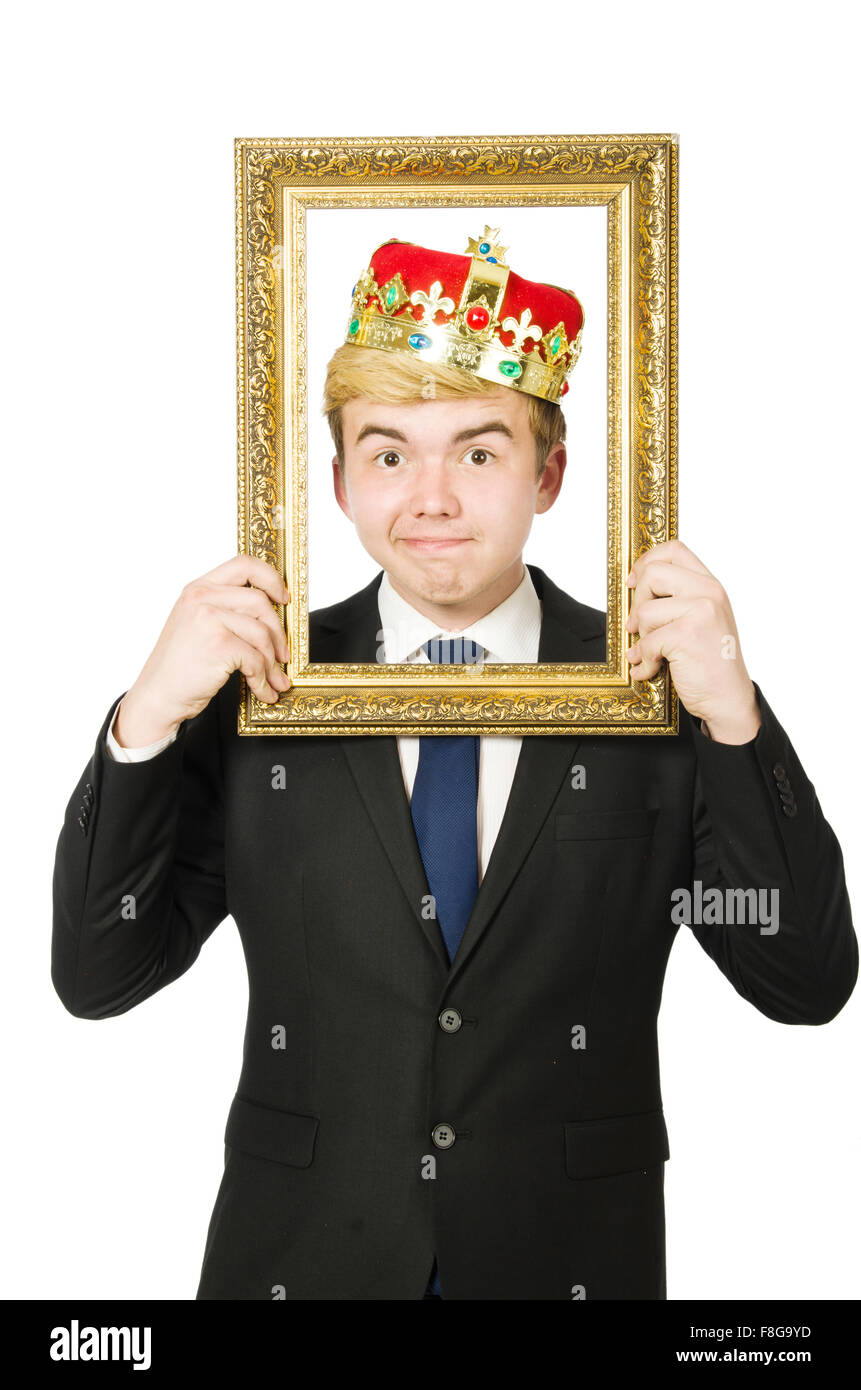 Man with picture frame isolated on the white Stock Photo - Alamy