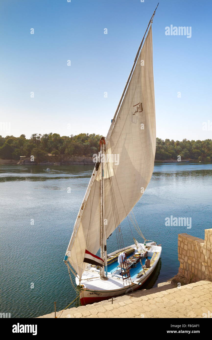 Egypt - felucca boat on the Nile river, Aswan, Egypt Stock Photo - Alamy