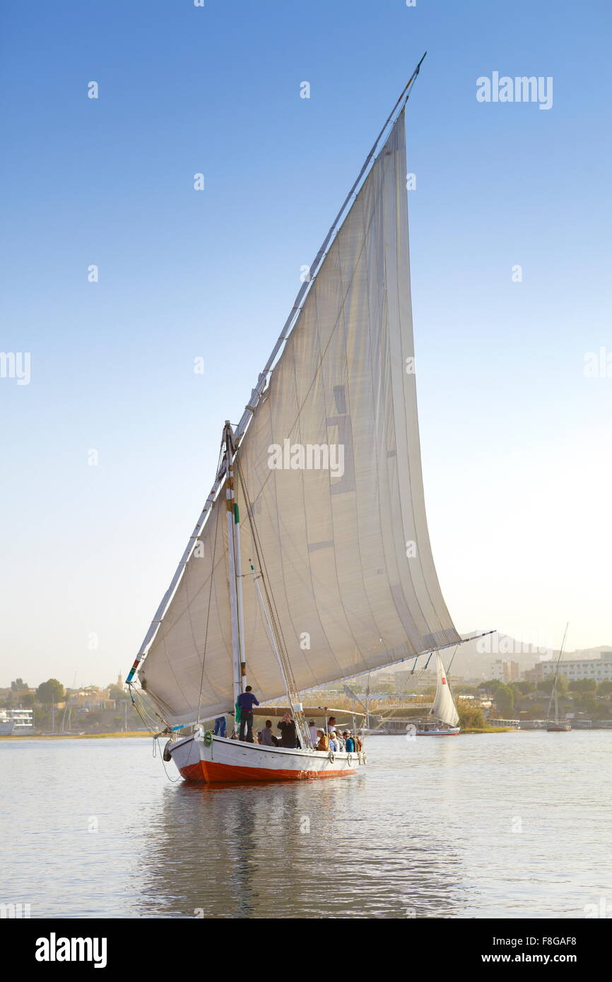 Egypt - felucca boat on the Nile river, Aswan, Egypt Stock Photo - Alamy