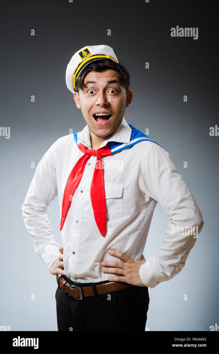Funny captain sailor wearing hat Stock Photo - Alamy