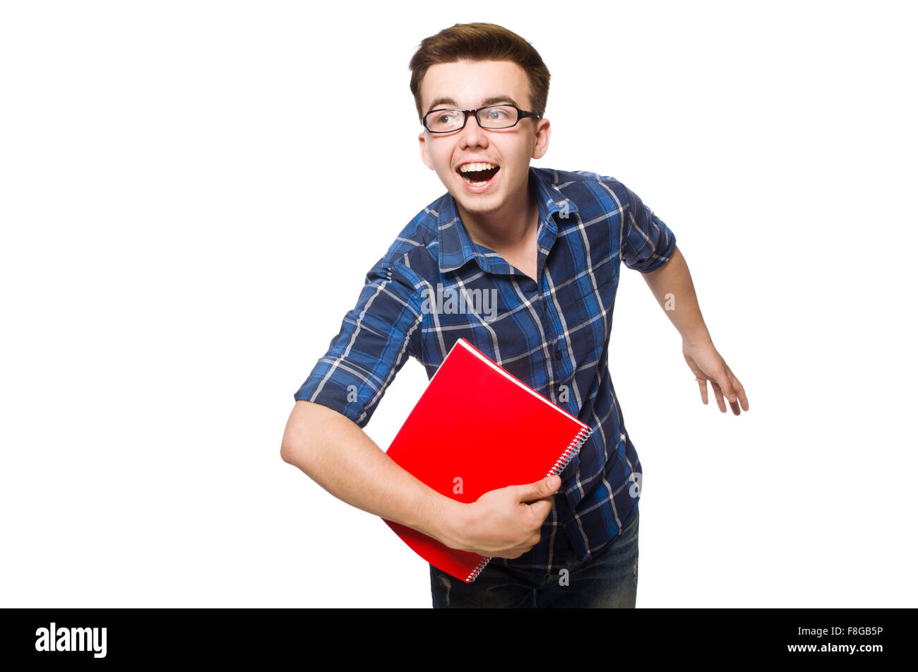 Funny student isolated on white Stock Photo - Alamy