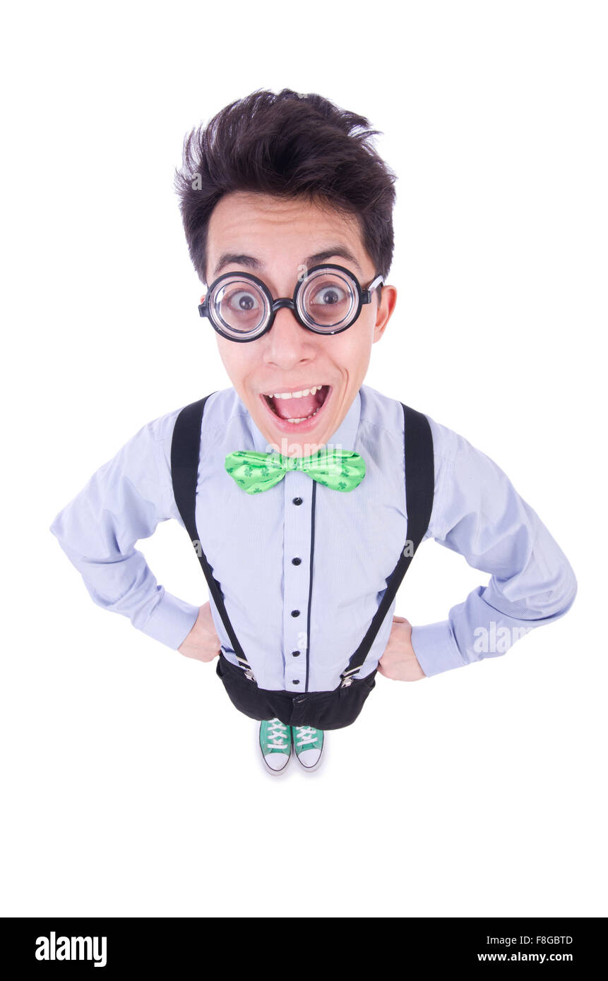 Funny guy isolated on the white background Stock Photo - Alamy