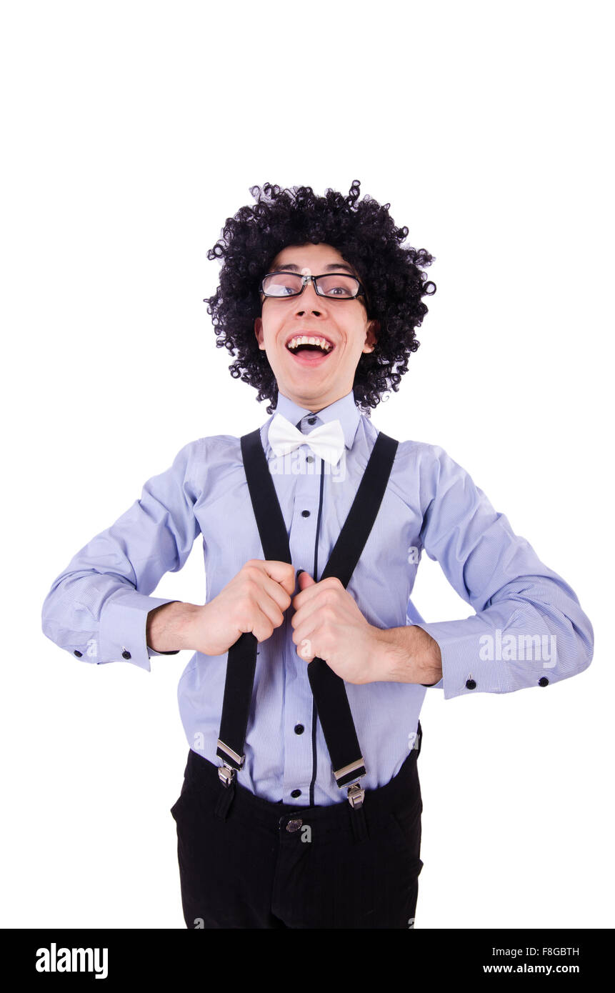 Funny guy isolated on the white background Stock Photo - Alamy