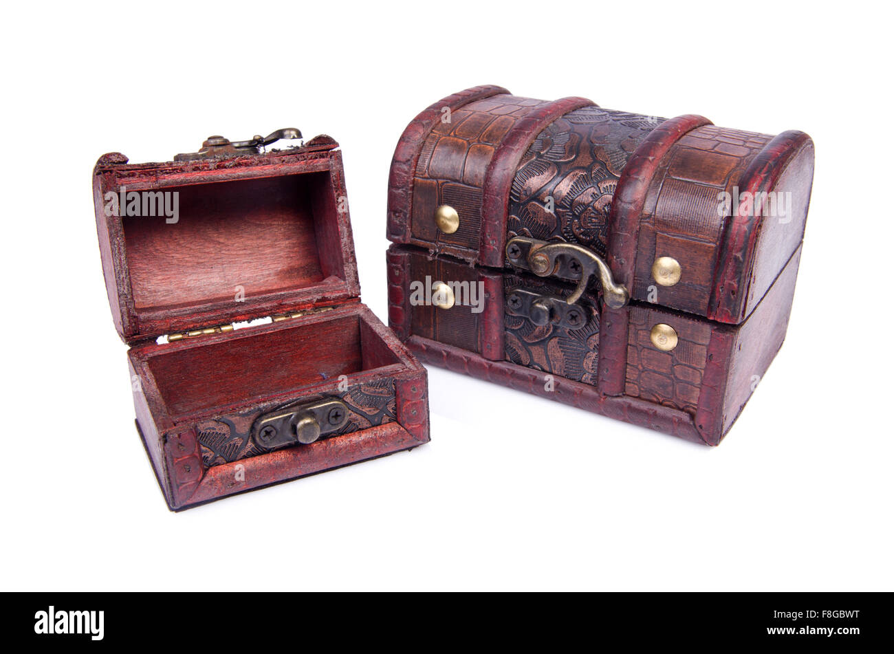 Two chests isolated on the white Stock Photo - Alamy