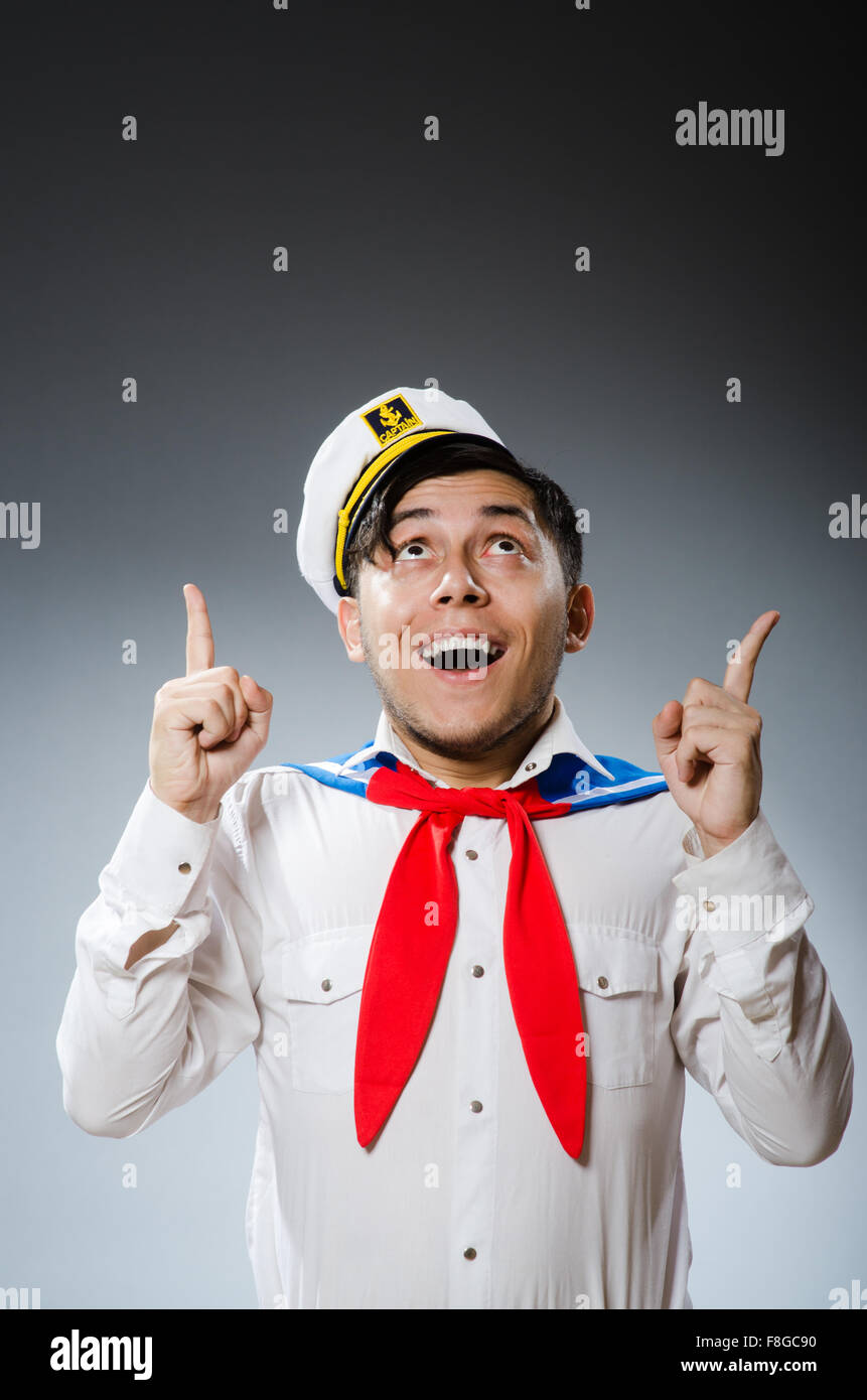 Funny captain sailor wearing hat Stock Photo - Alamy