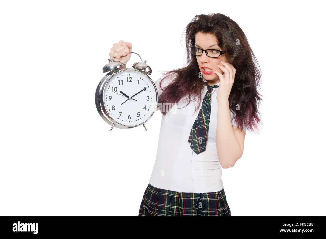 Student missing her deadlines isolated on white Stock Photo - Alamy