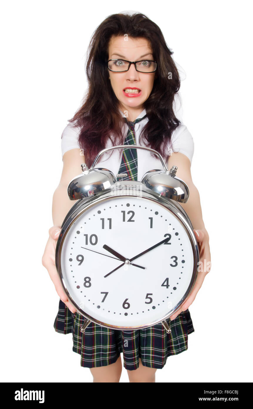 Student missing her deadlines isolated on white Stock Photo - Alamy