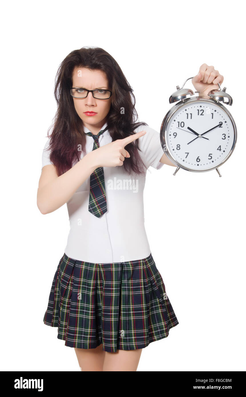 Student missing her deadlines isolated on white Stock Photo - Alamy