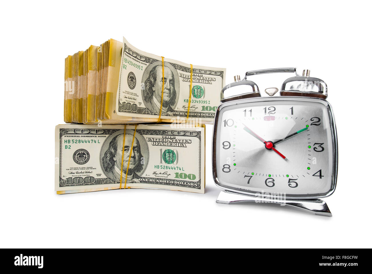 Time is money concept with clock and dollars Stock Photo - Alamy