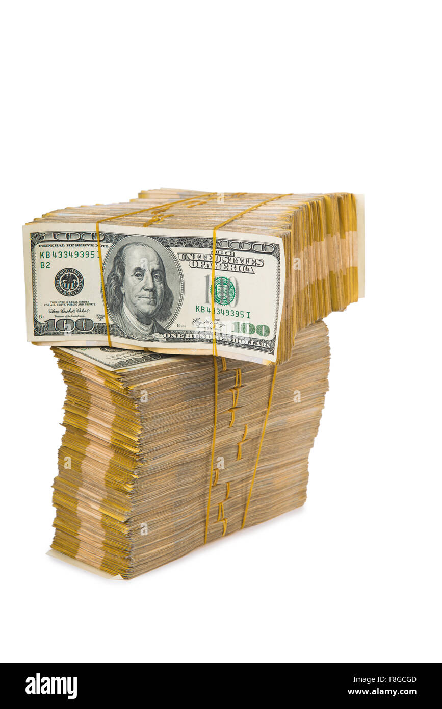 American dollar stack isolated on the white Stock Photo - Alamy