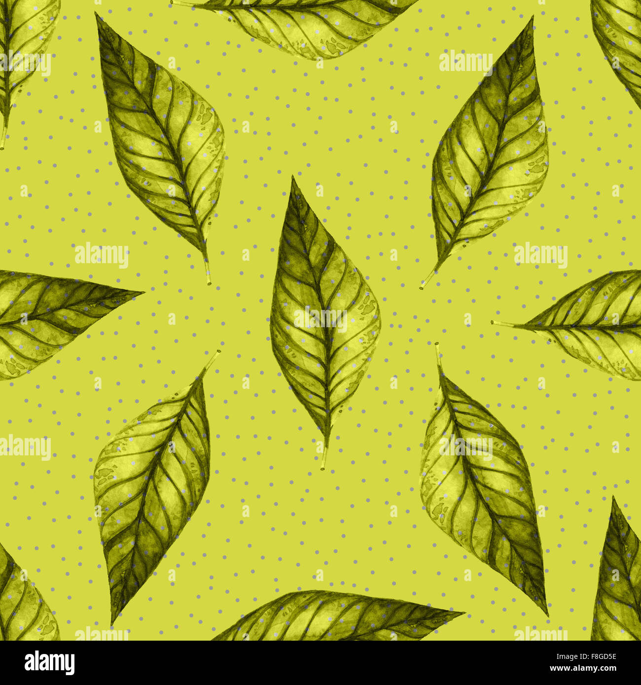 Watercolor leaves pattern Stock Photo - Alamy