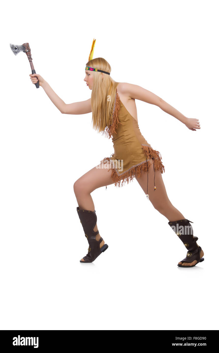 Funny woman axe isolated on hi-res stock photography and images - Alamy
