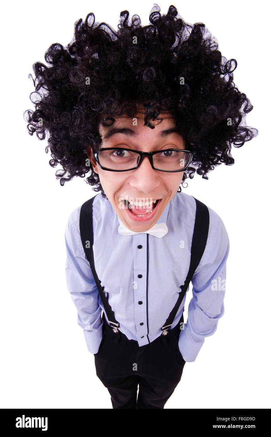 Funny guy isolated on the white background Stock Photo - Alamy