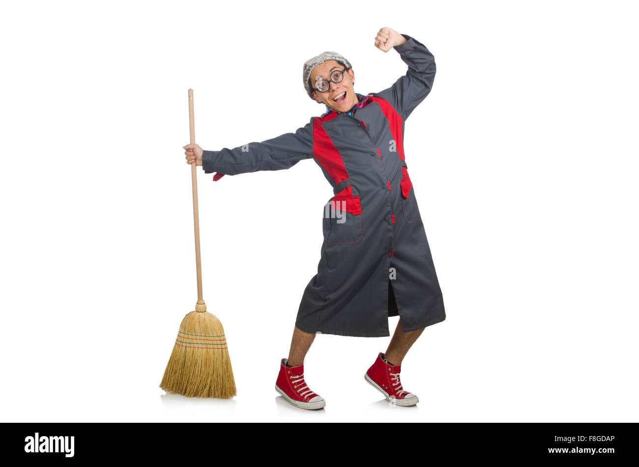 Funny janitor isolated on white Stock Photo - Alamy