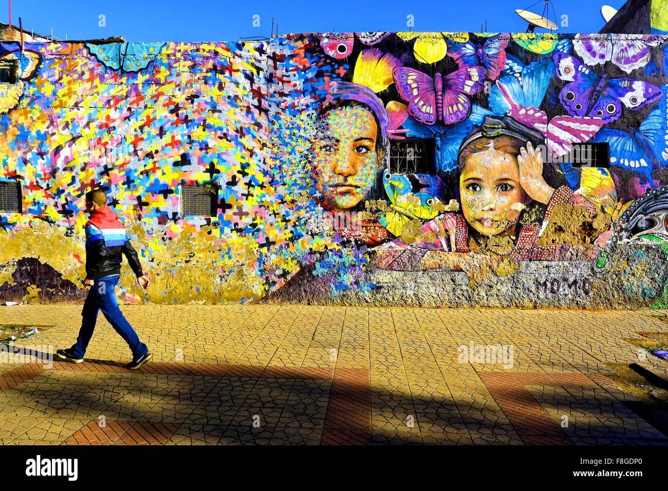 Casablanca Morocco Banksy style wall paintings Stock Photo - Alamy