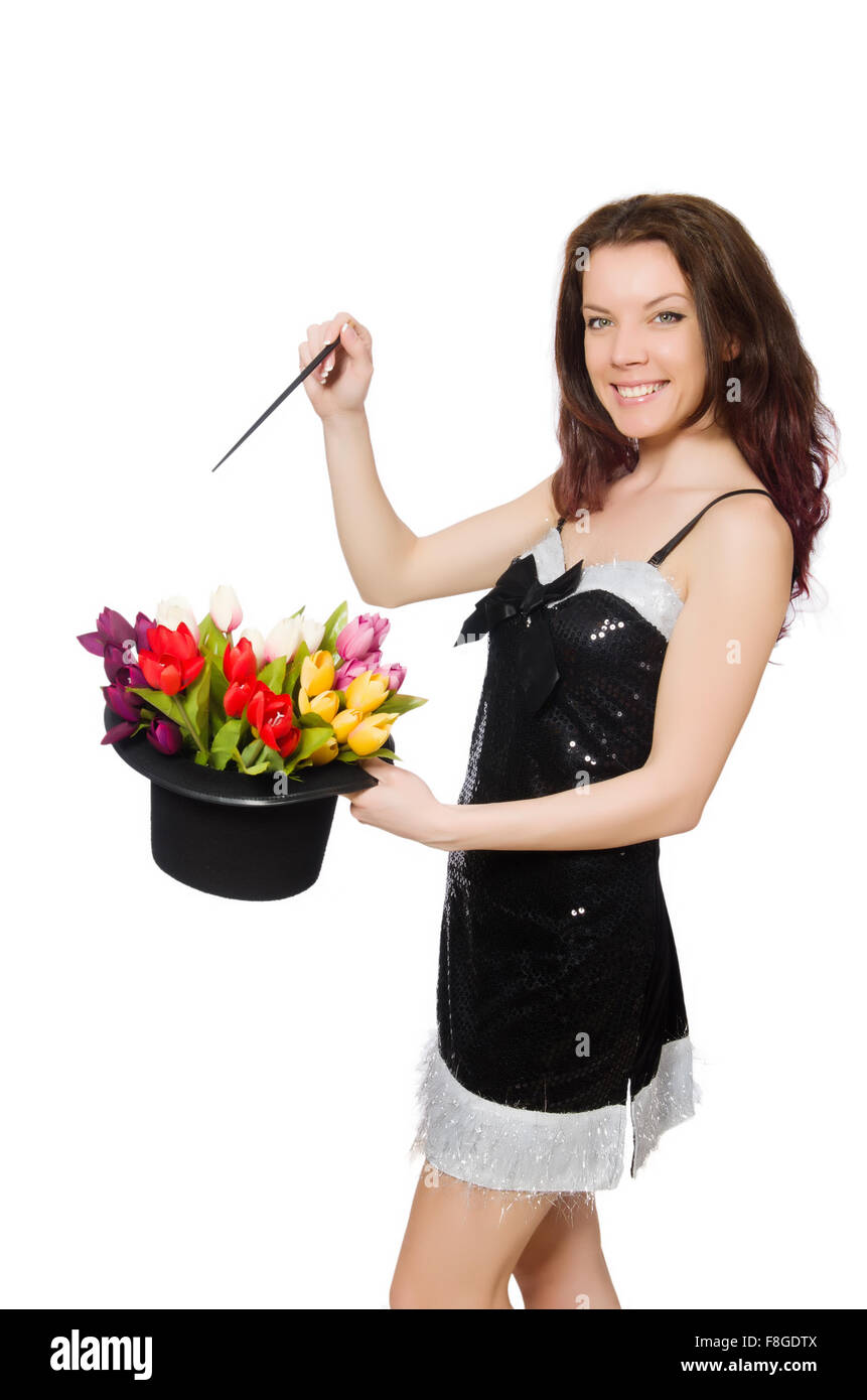Magician trick wand hat flower hi-res stock photography and images - Alamy
