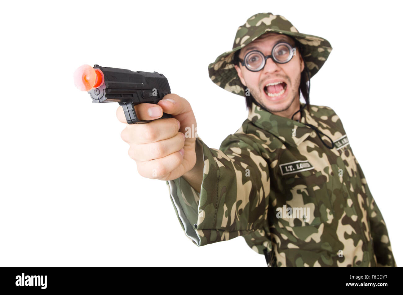 Funny soldier in military concept Stock Photo - Alamy