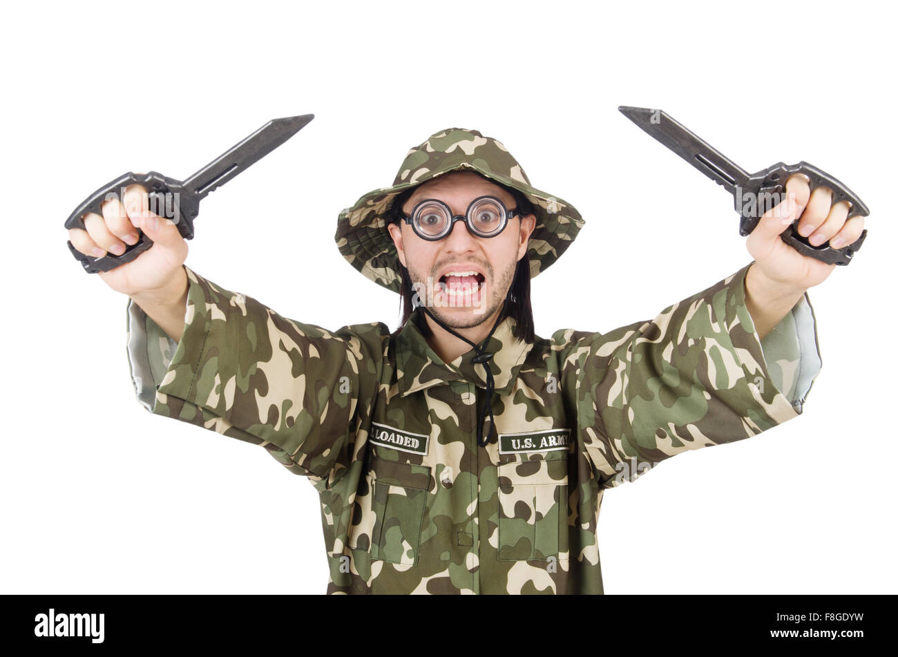 Funny soldier in military concept Stock Photo - Alamy