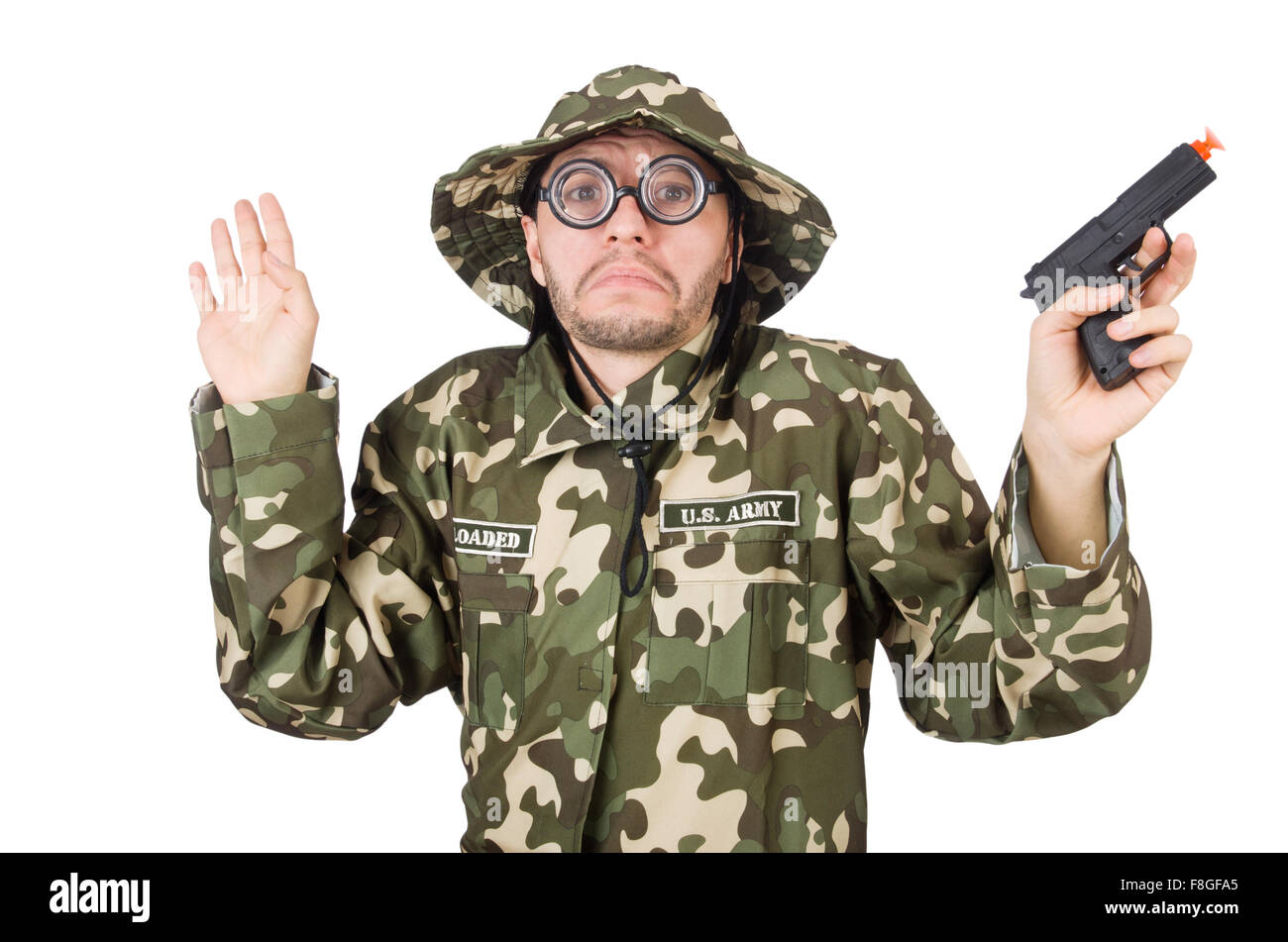 Funny soldier in military concept Stock Photo - Alamy