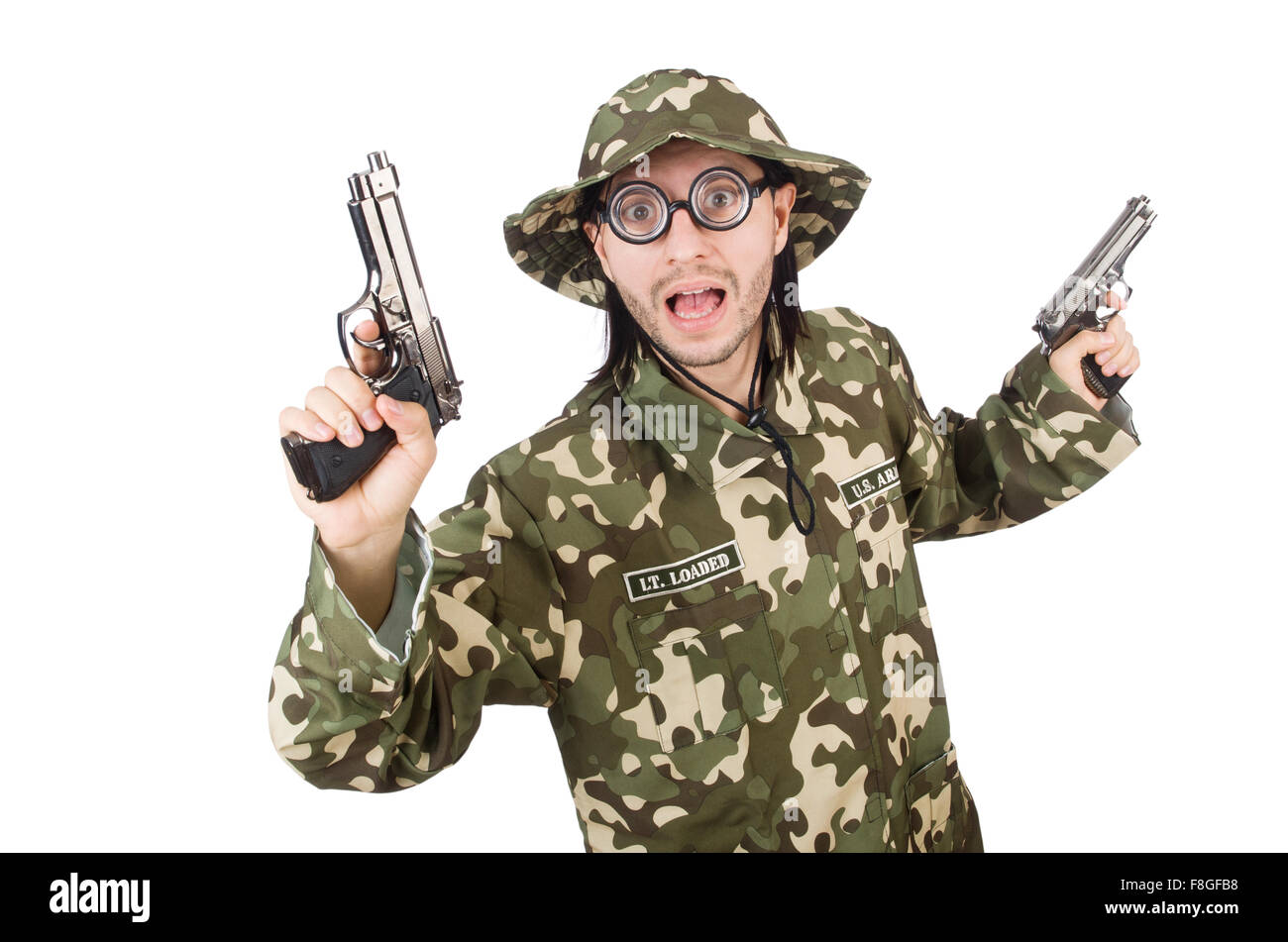 Funny soldier in military concept Stock Photo - Alamy