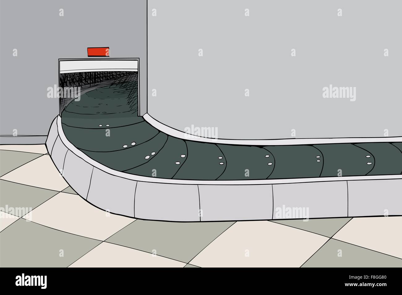 Hand drawn illustration of an empty baggage claim carousel Stock Vector ...