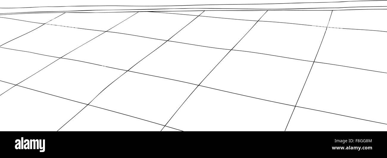 Outlined background of room with blank wall and checkered floor Stock ...