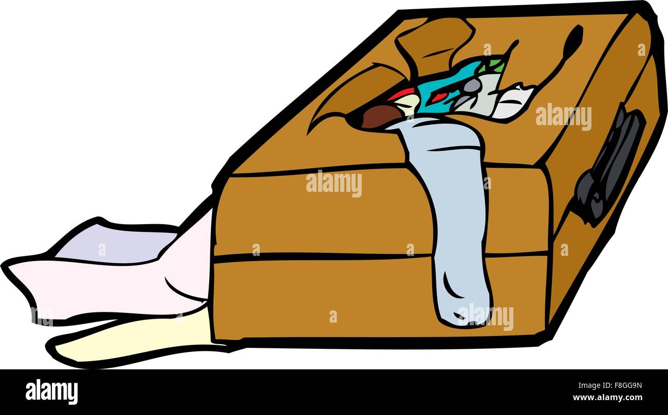 Cartoon of damaged luggage with clothing falling out Stock Vector Image ...
