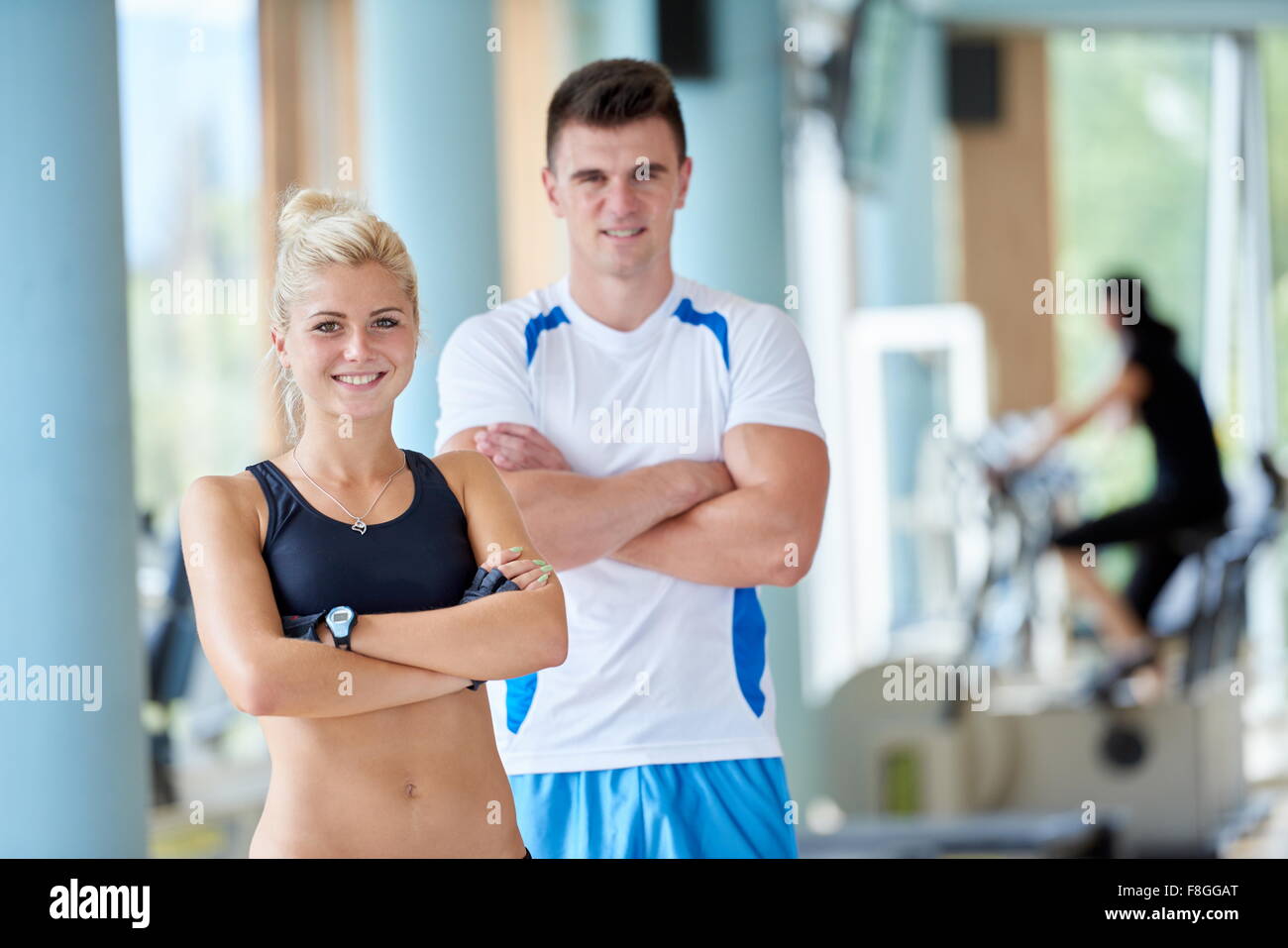 group portrait of healthy and fit young people in fitness gym Stock ...