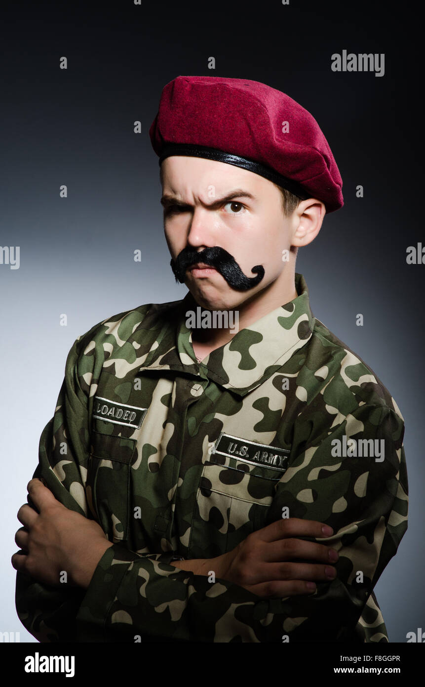 Funny soldier in military concept Stock Photo - Alamy